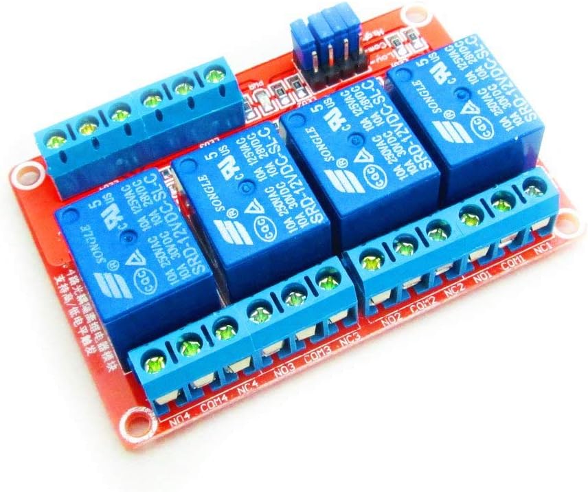 HiLetgo 12V 4 Channel Relay Module with OPTO-Isolated Support High and ...