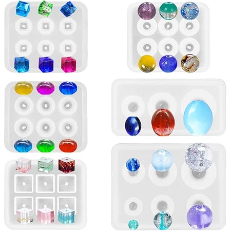 Amazon.com: Six Pcs Resin Bead Mold, JiaLe Eggs Ball Silicone Moulds ...