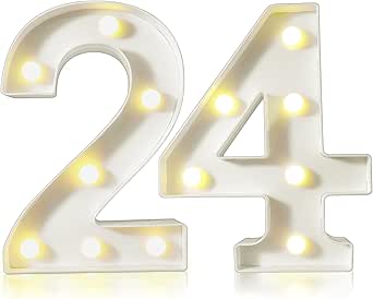 White Decorative LED Light Up Numbers, 8.8" Marquee Number Signs for ...
