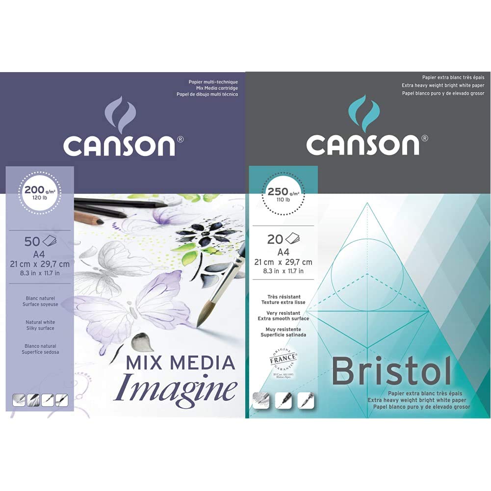 Buy Canson Imagine Mixed Media 200gsm Paper, Natural White, A4 pad ...