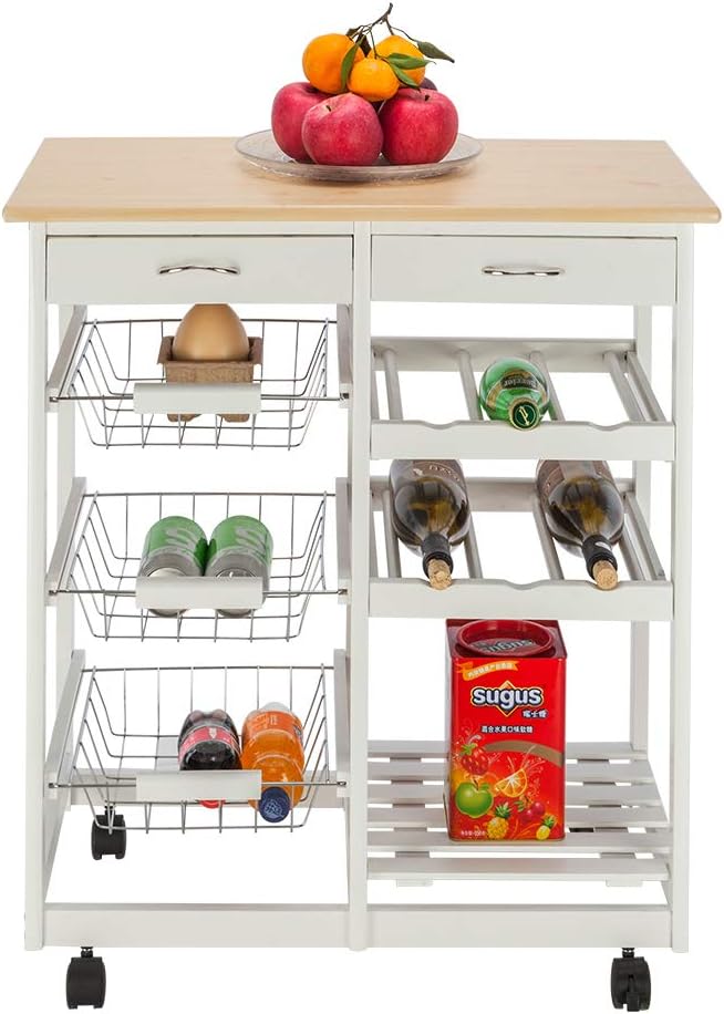 Amazon.com: Kepooman Stainless Steel Kitchen Cart Moveable Kitchen ...