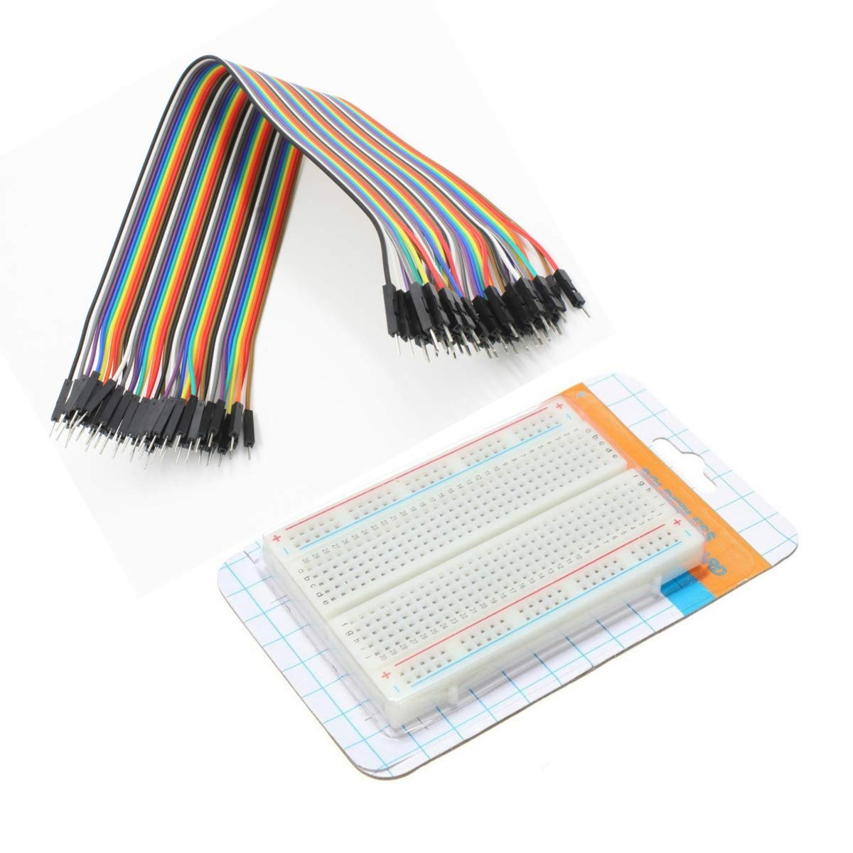 Robotbanao 400 Tie Points Solderless Breadboard + 200 mm (20 cm) 65 ...