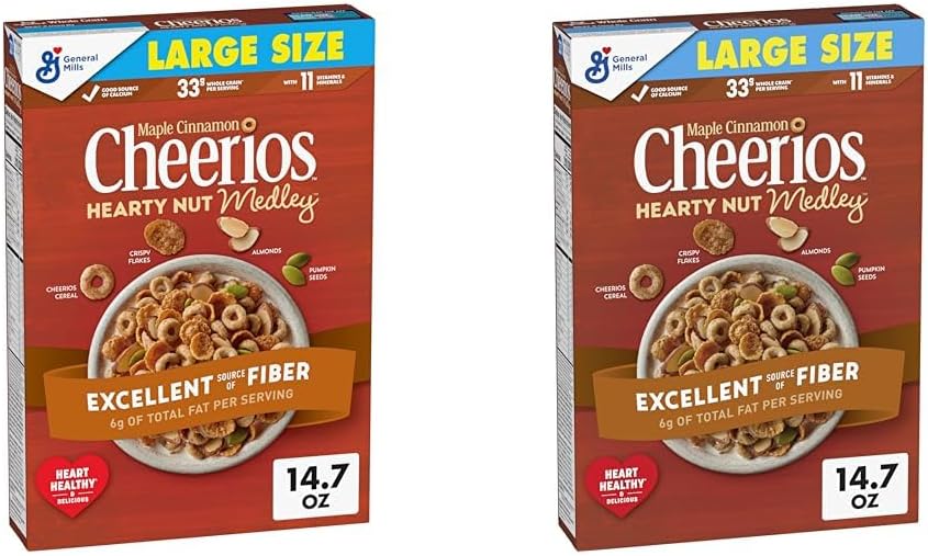 Amazon.com : Cheerios Hearty Nut Medley Breakfast Cereal, Maple ...