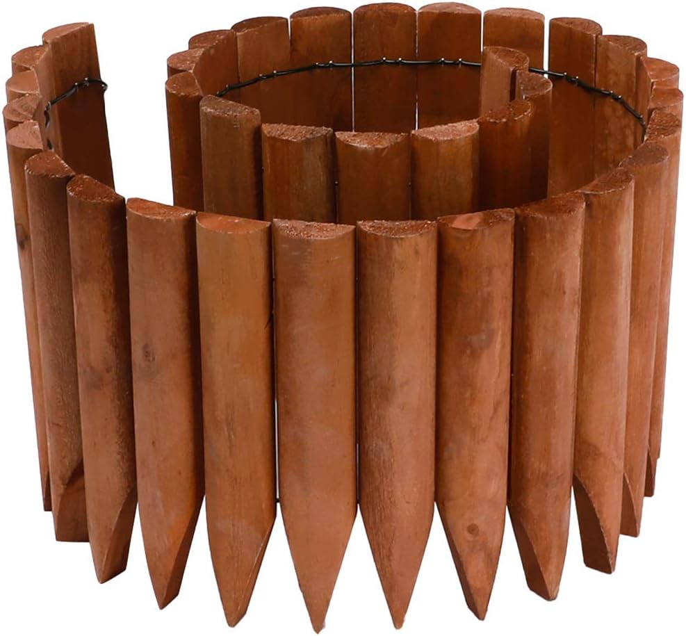 Woodside Log Roll Wooden Border Fence - 203cm x 20cm : Amazon.co.uk: Garden