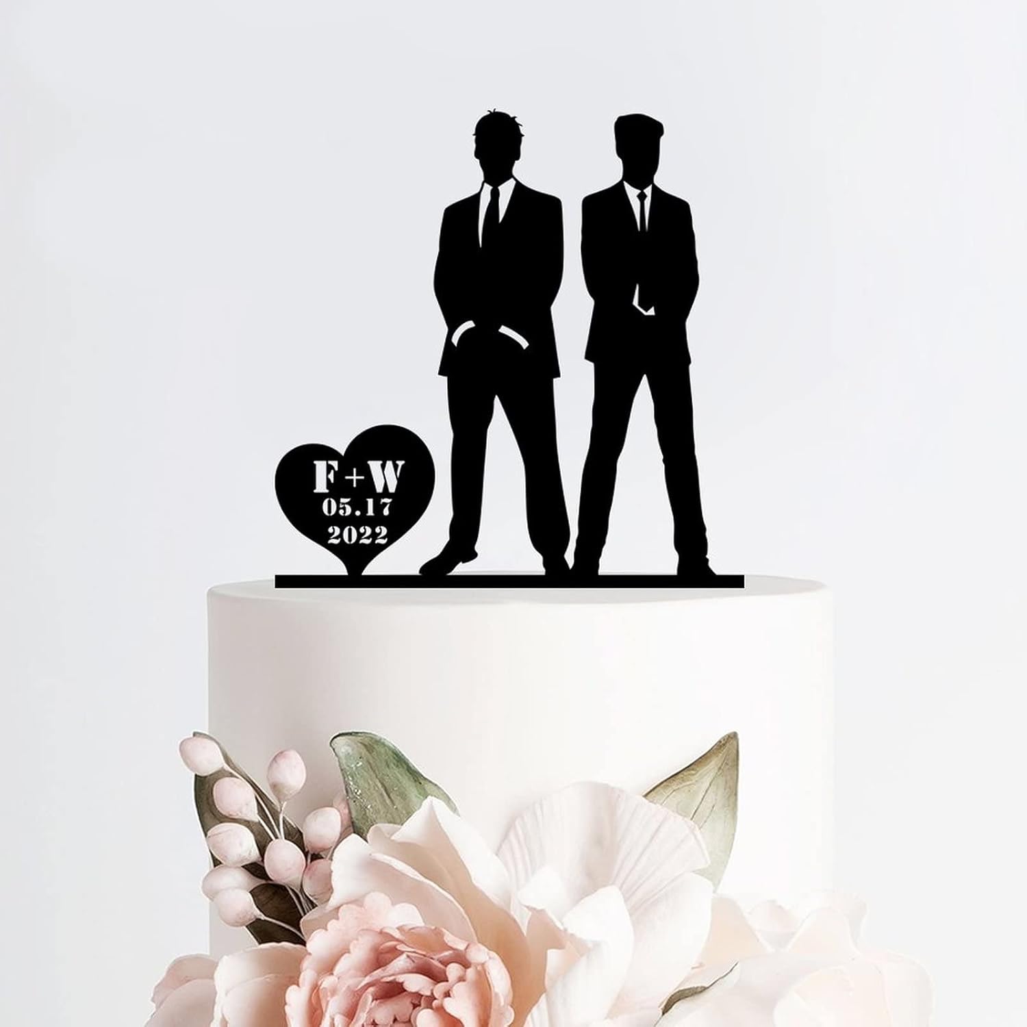 Amazon.com: Custom Monogram Initial Gay LGBTQ Wedding Cake Topper ...
