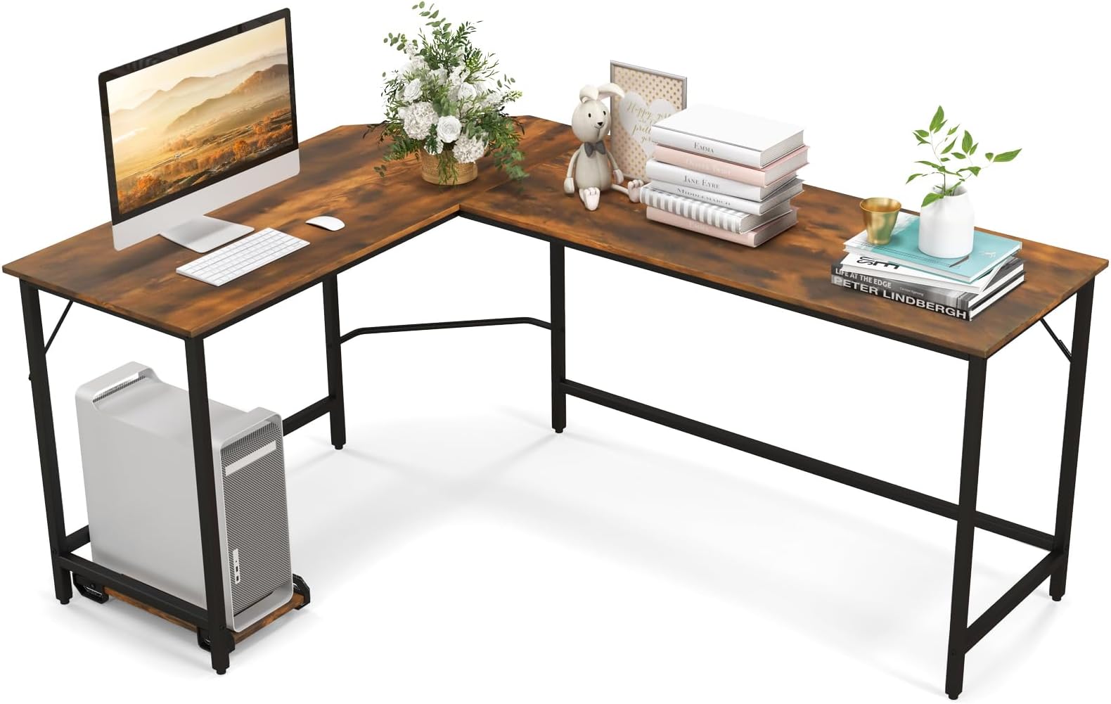 COSTWAY L-Shaped Computer Desk, 168 x 125 x 75cm Modern Large Corner ...