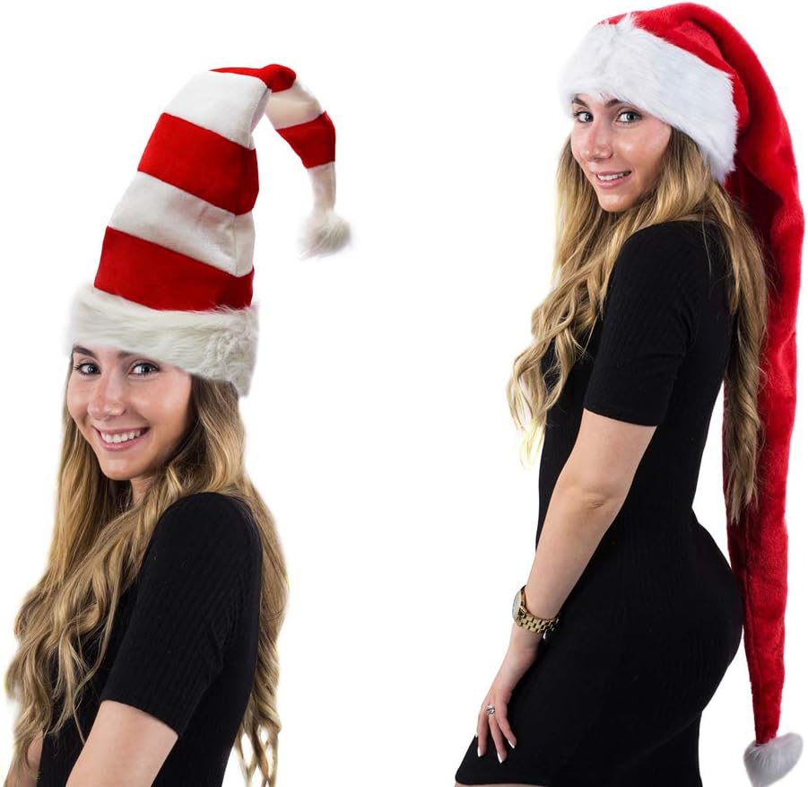 Amazon.com: Tigerdoe Extra Long Santa Hat - 2 Pack Christmas Hats for ...