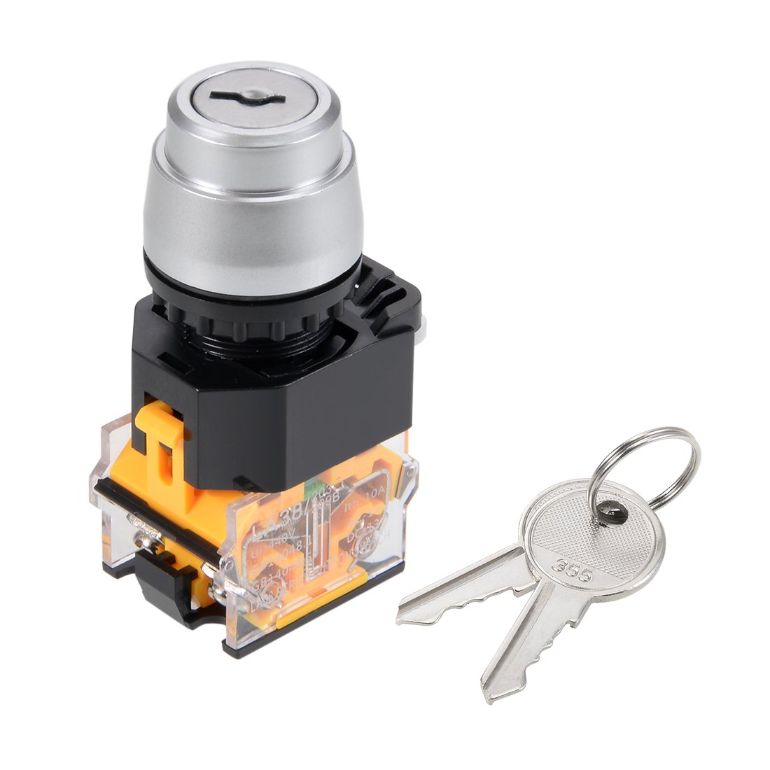 uxcell 22mm 2 Positions Key Locking Push Button Switch with Keys DPST ...
