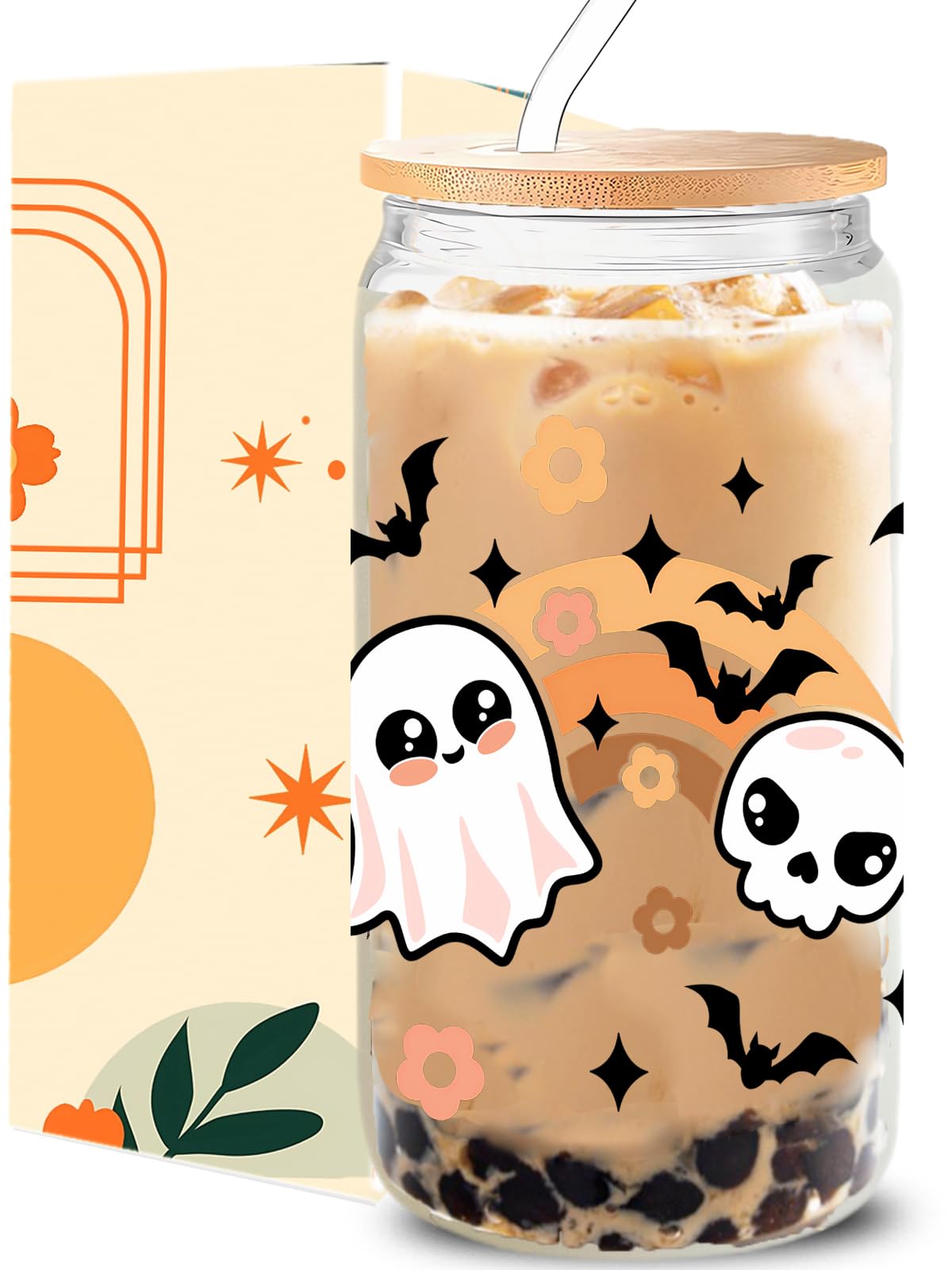 Amazon.com | KIKUHE Halloween Cup, 16oz Cute Ghost Skul and Ghost Glass ...