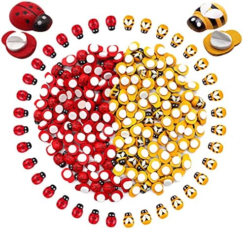 50PCS Self Adhesive Bees Ladybirds Wooden Embellishments Stickers,Mini ...