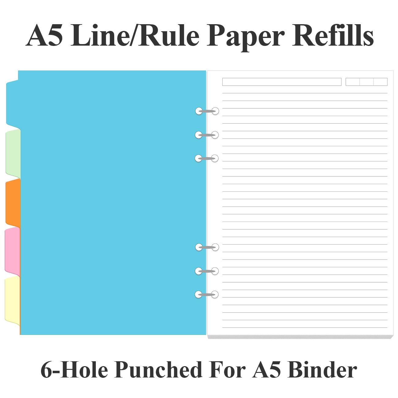 Snapklik.com : A5 Refill Paper - 6 Hole Planner Inserts For A5 Binder ...