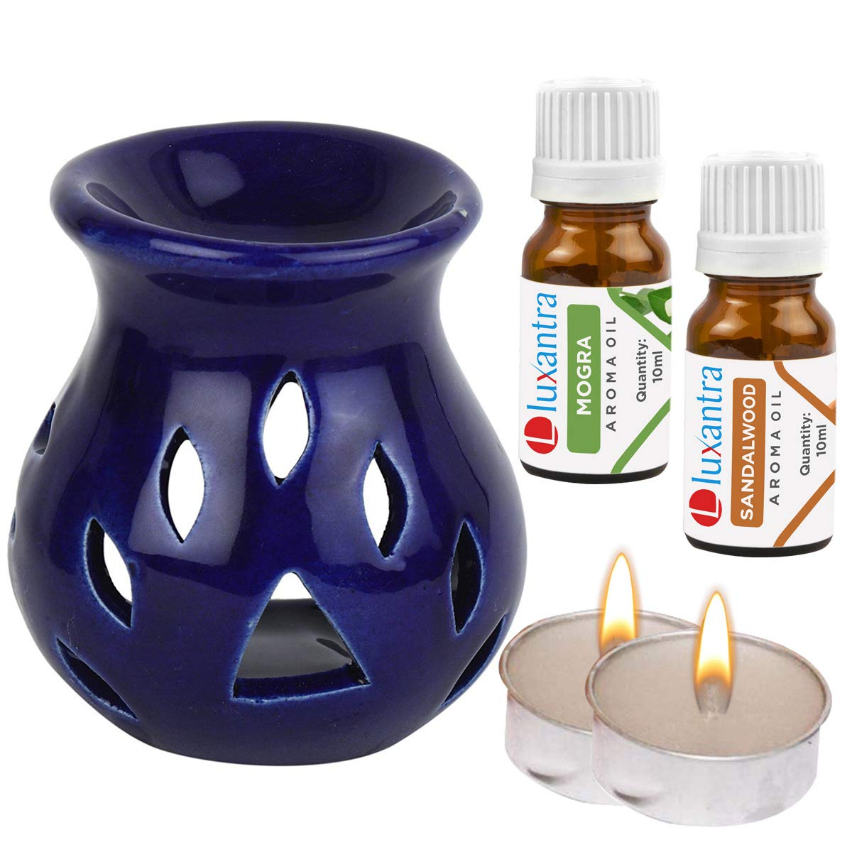 Luxantra Ceramic Aroma Oil Burner and Diffuser with Sandalwood Mogra ...