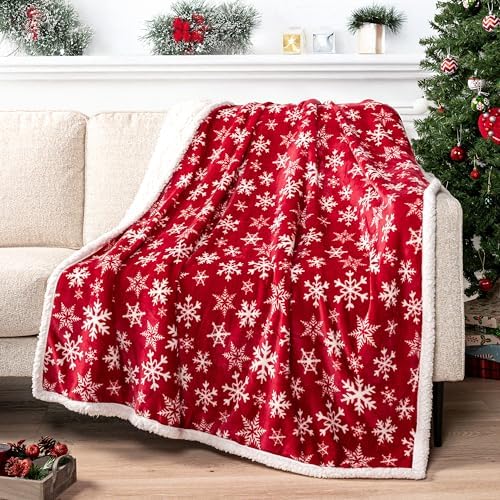 Amazon.com: Touchat Red Sherpa Christmas Throw Blanket, Fuzzy Fluffy ...