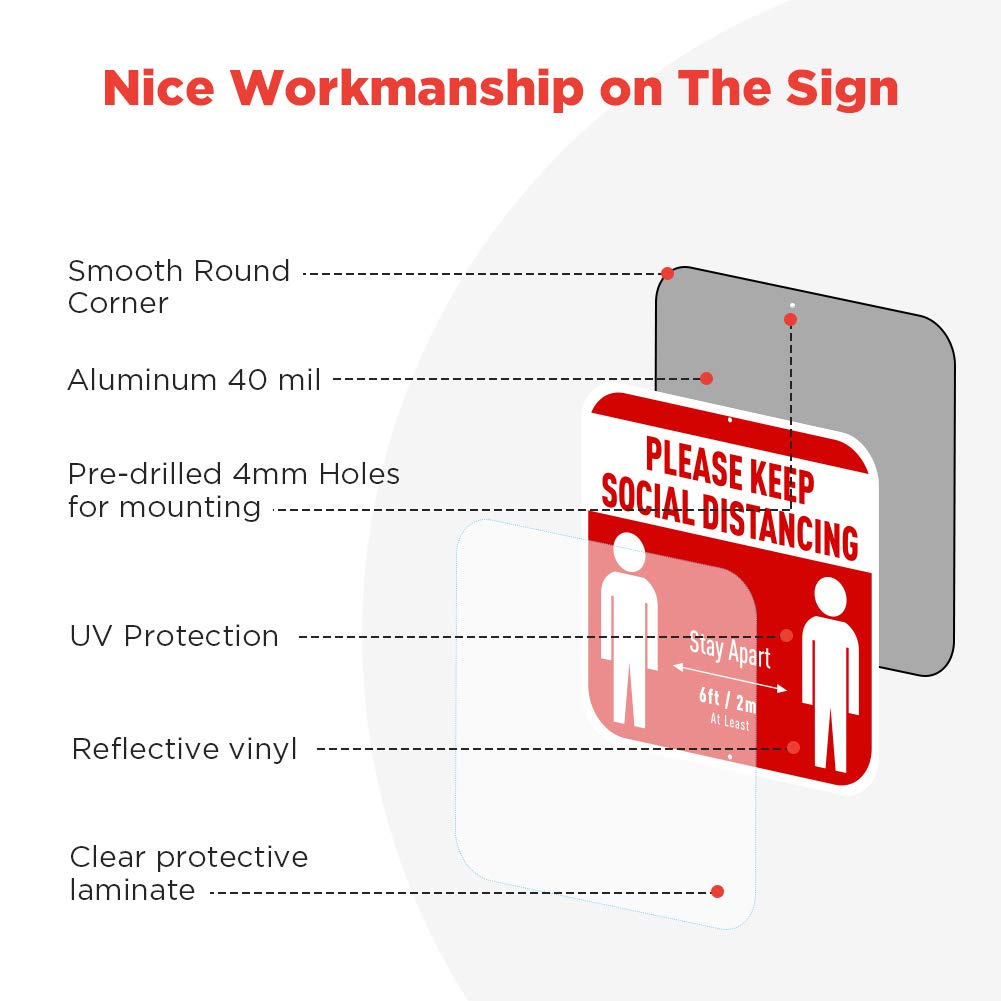 Snapklik.com : Social Distance Sticker,2Pack Aluminum Social Distancing ...