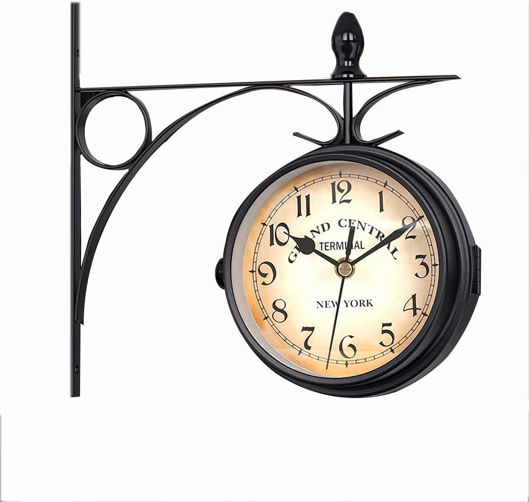 Amazon.com: Vintage Round Double Sided Wall Clock, 360 Degree Rotate ...