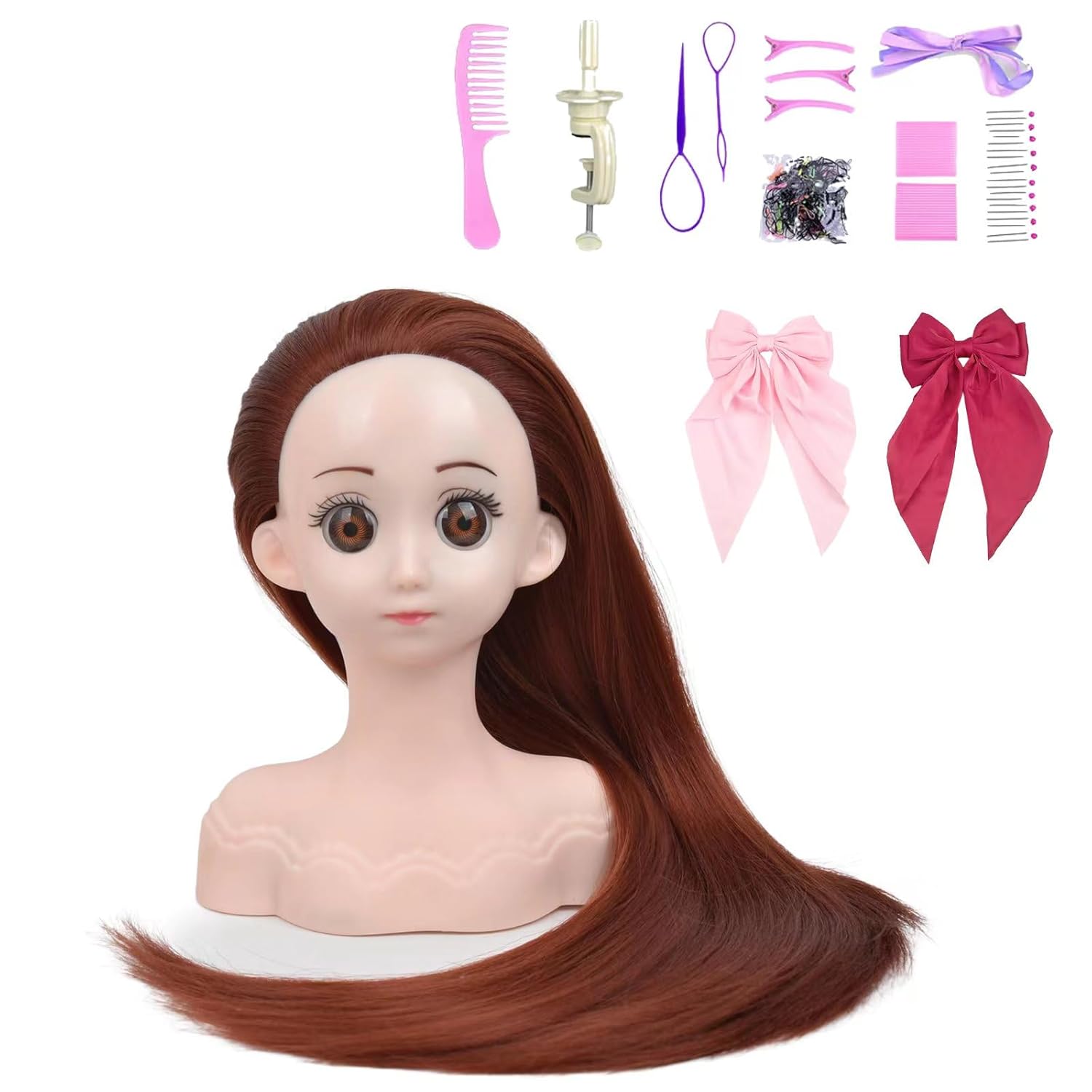 Amazon.com: HUIYOUDE Small Doll Head For Hair Styling,Mini Synthetic ...
