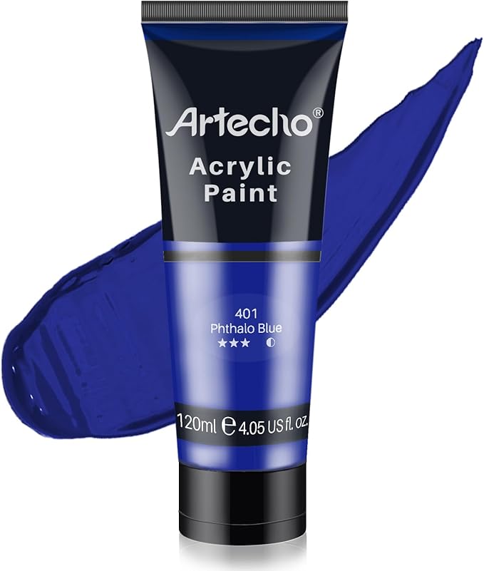 Artecho Professional Acrylic Paint, Phthalo Blue (120ml / 4.05oz) Tubes ...