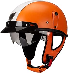 Amazon.com: German Style Retro Motorcycle Leather Helmet DOT Approved ...