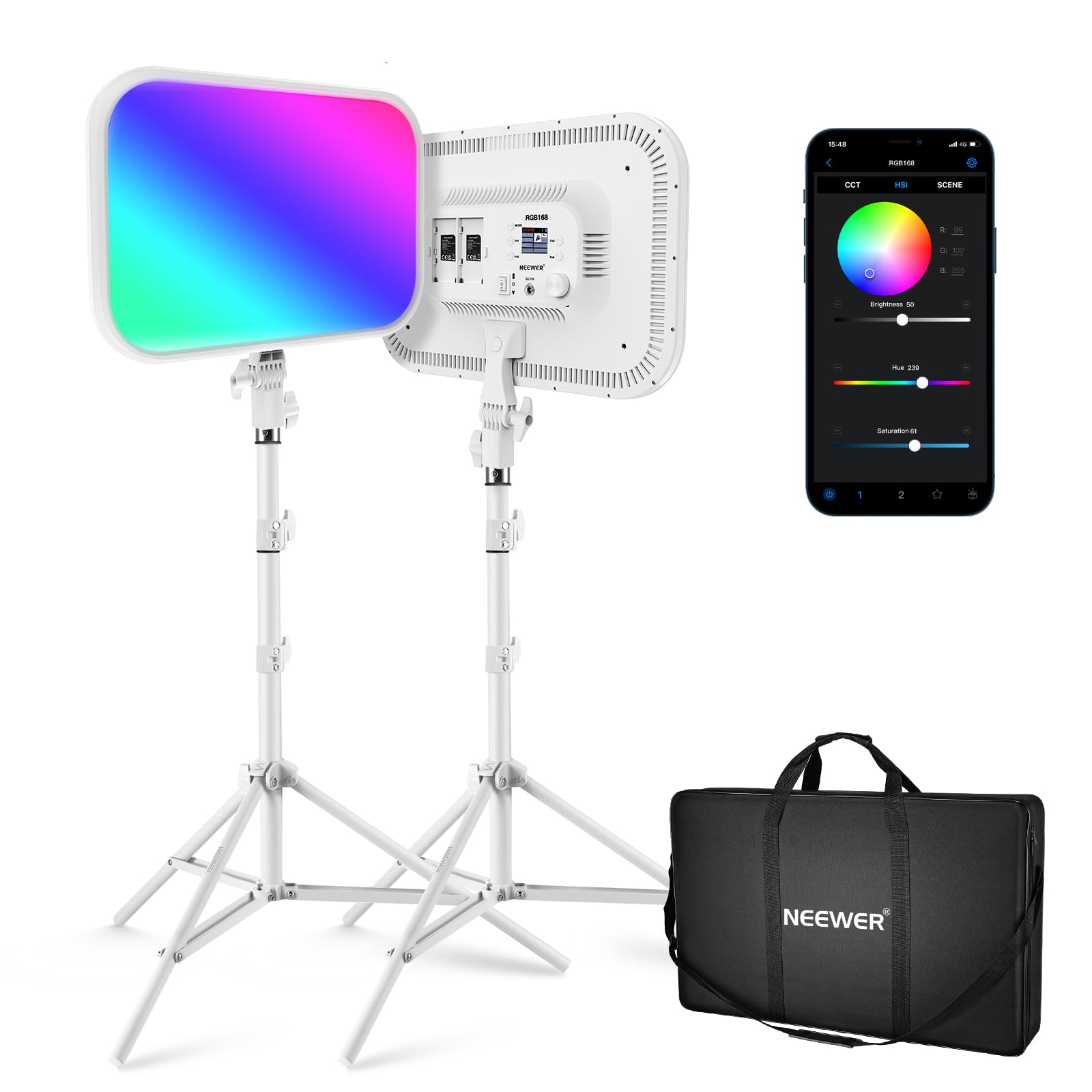 Amazon.com : Neewer 18.3/'' RGB LED Video Light Panel with App Control ...