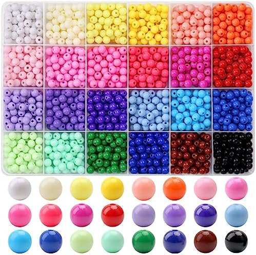 Amazon.com: 1440Pcs 6mm Candy Color Acrylic Round Beads, 24 Colors ...