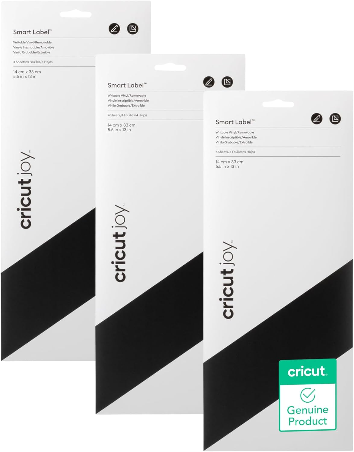 Amazon.com: Cricut Black 5.5in x 13in Smart Removable Vinyl (3-pack ...