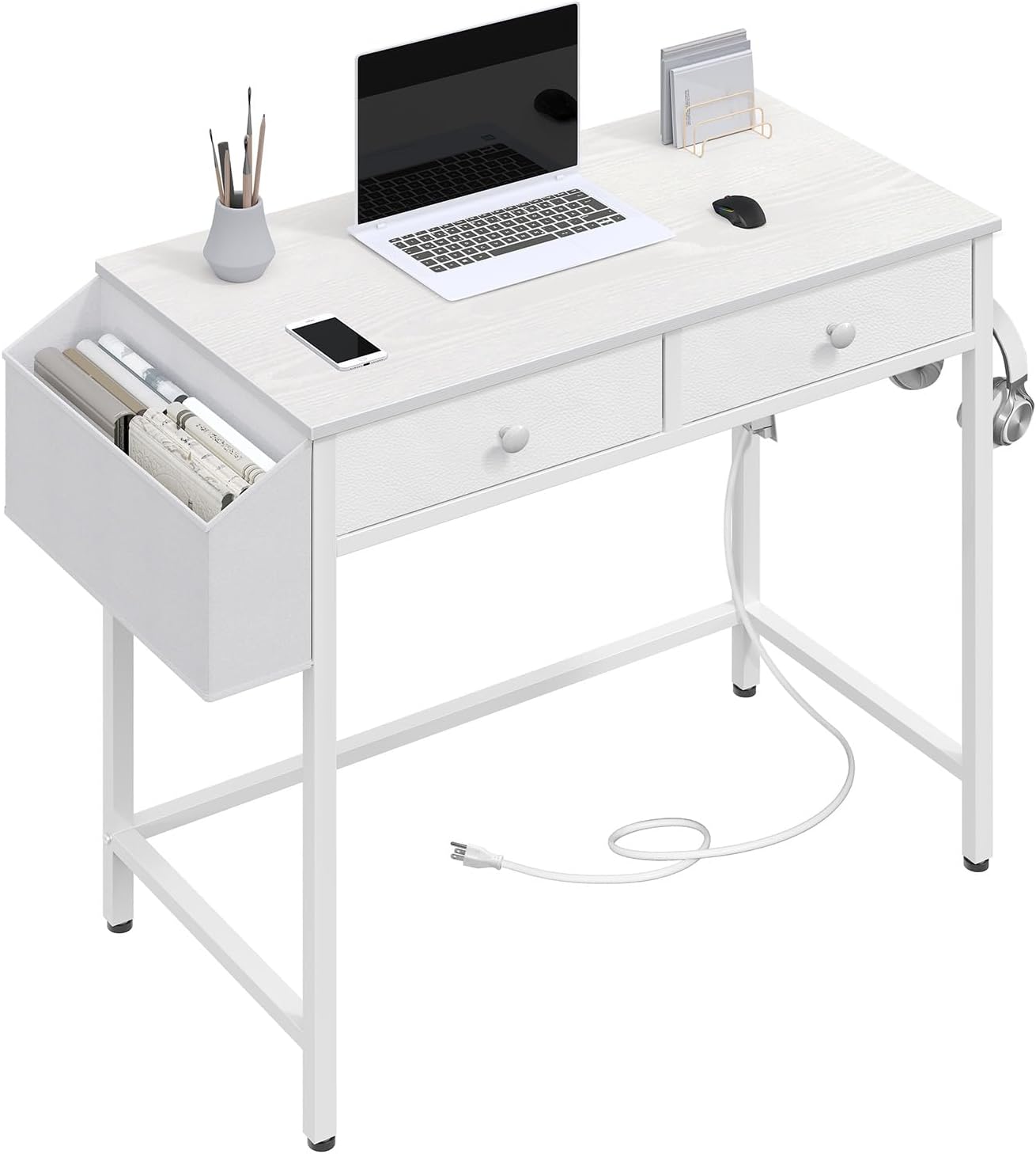 Amazon.com: JOINHOM Home Office Desk with Drawers - Small Desk with ...