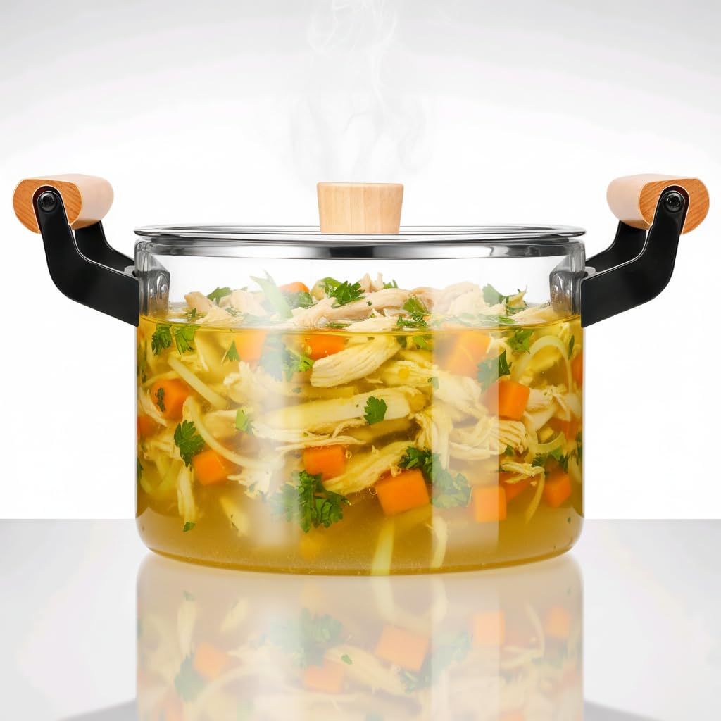Glass Pot 4L Heart Lid Glass Cooking Pot - Borosilicate Simmer Pot For ...