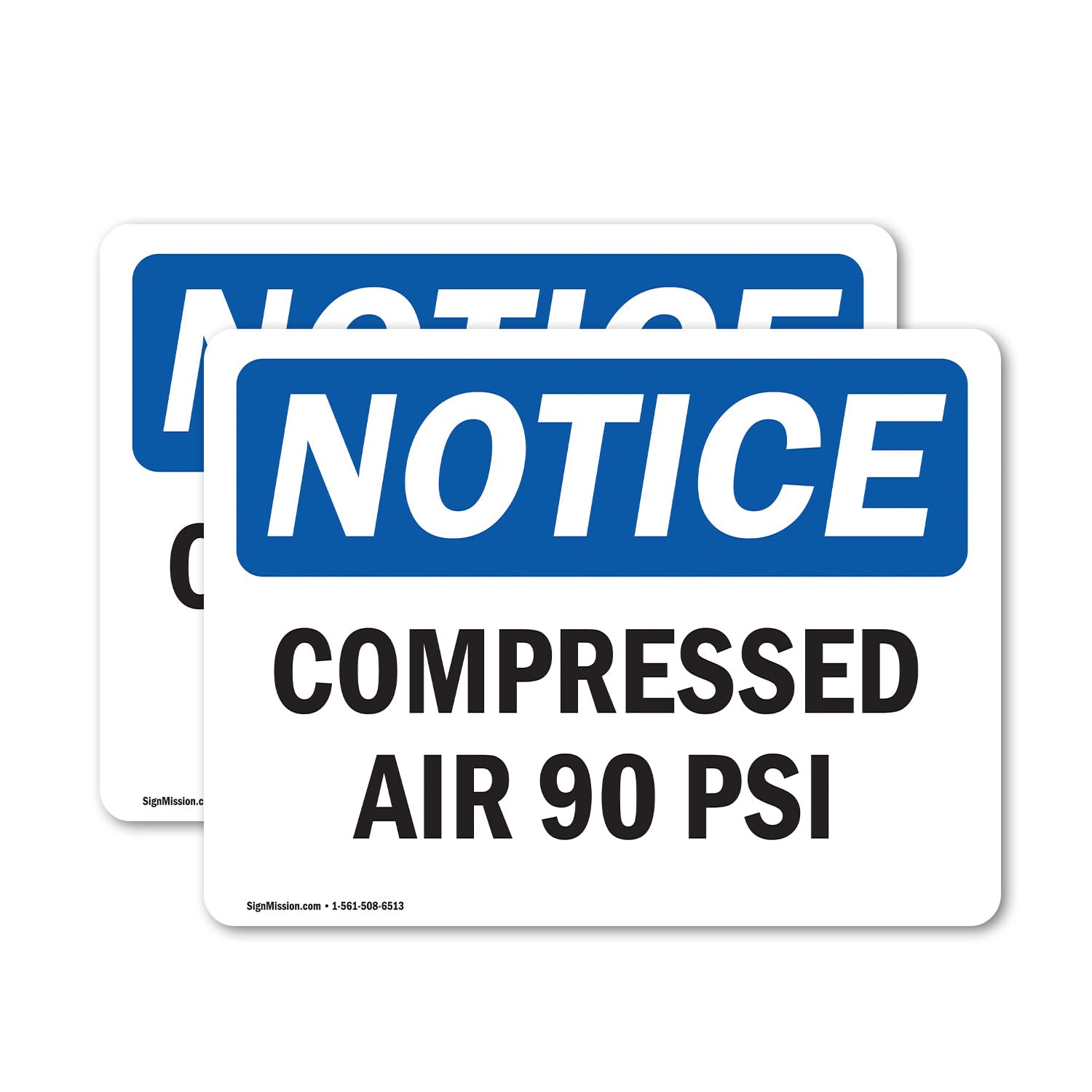 Amazon.com: (2 Pack) Compressed Air 90 PSI OSHA Notice Sign 5 Inch X 3. ...