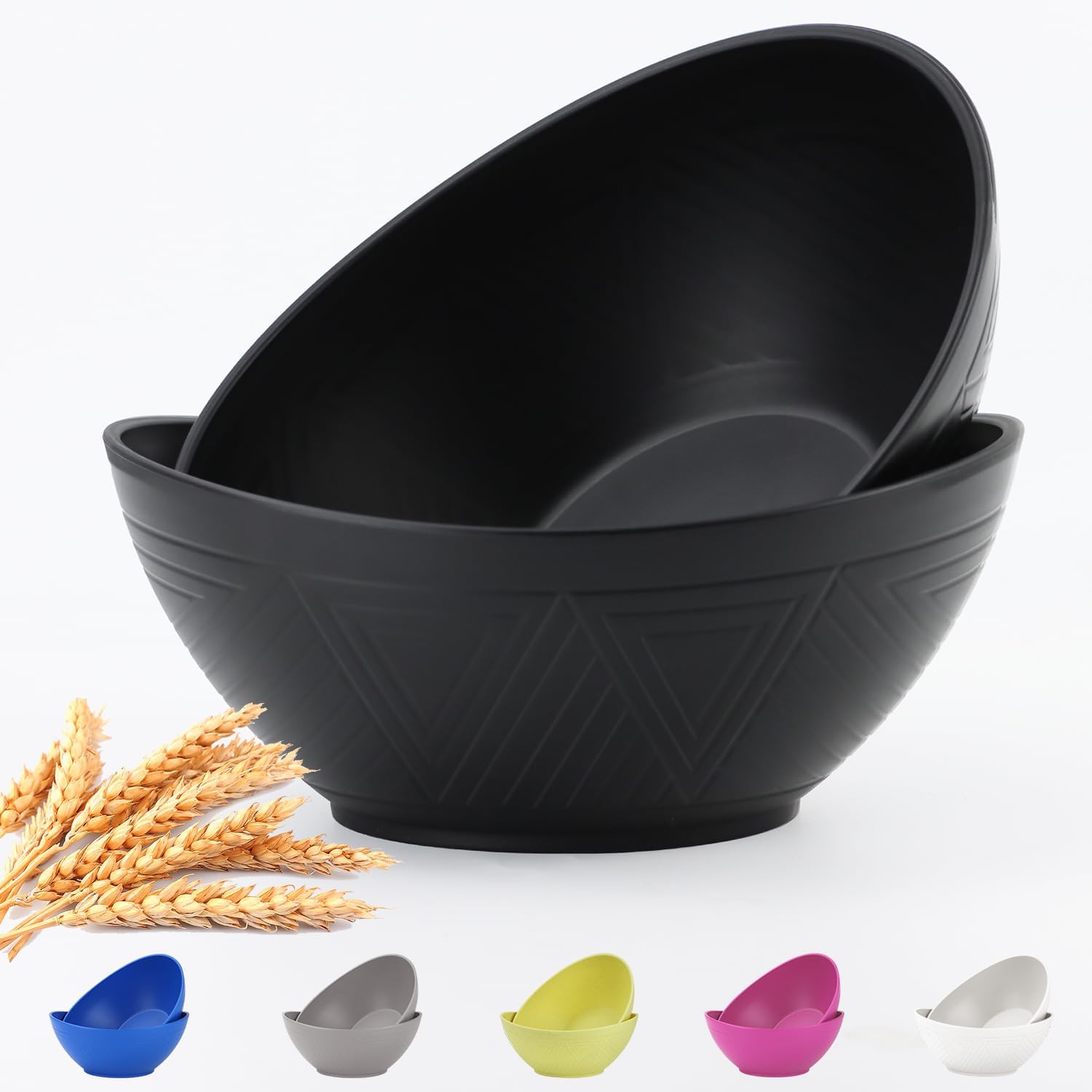 Amazon.com | PYRMONT 60 OZ Wheat Straw Bowls Set of 2 - Large Salad ...