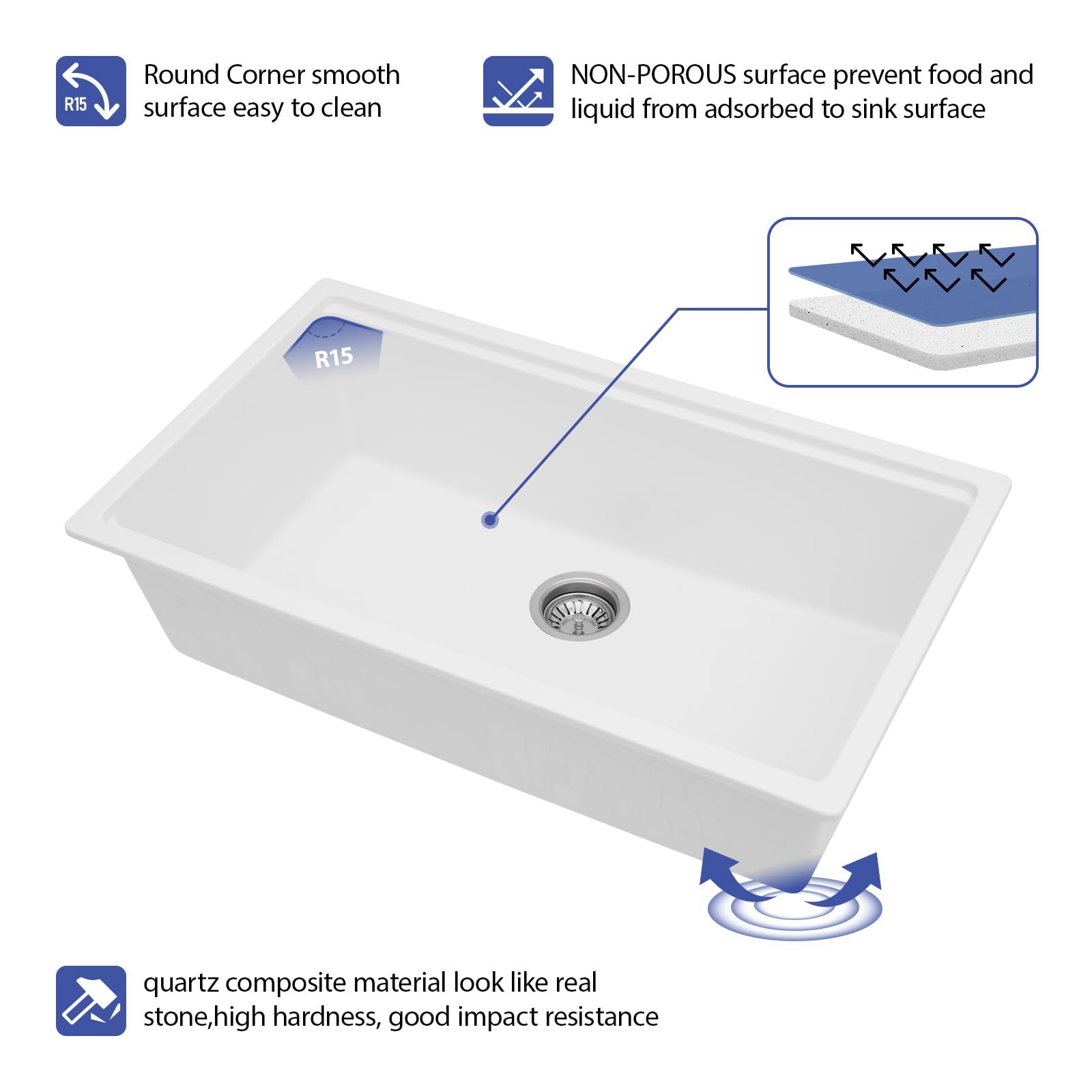 30 White Kitchen Sink Granite Composite - Sarlai 30 x 19 inch Kitchen ...