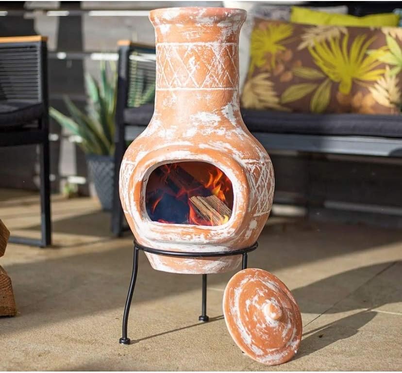 La Hacienda Small Yellow Clay Chiminea Chimenea Patio Heater : Amazon ...