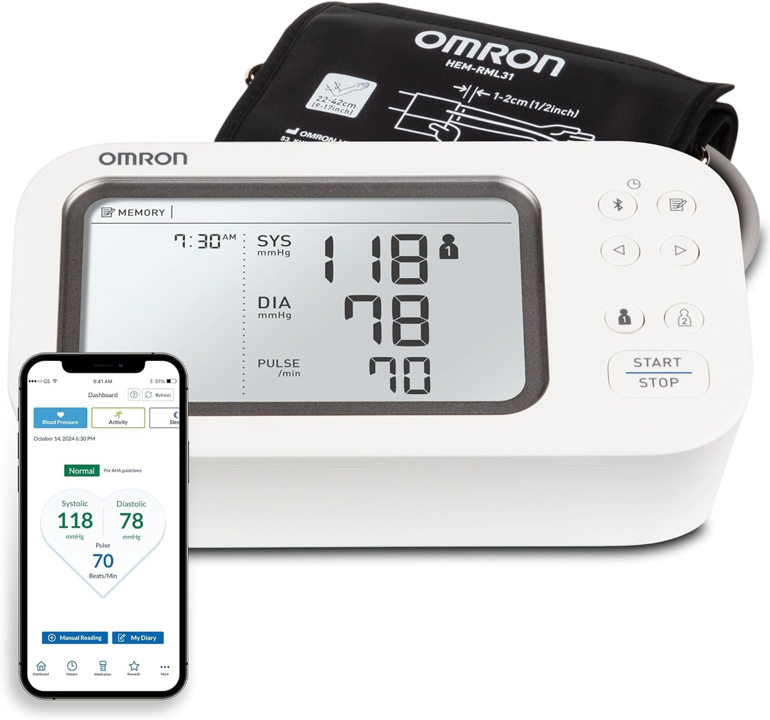 Amazon.com: OMRON Gold Upper Arm Blood Pressure Monitor - Clinically ...
