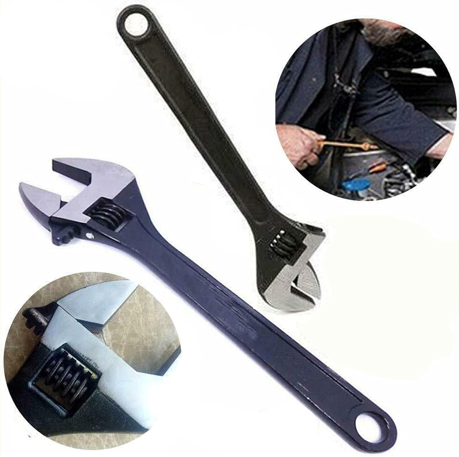 18"/450mm Long Adjustable Wrench, 42mm Wide Jaw Drop Forged Stee ...