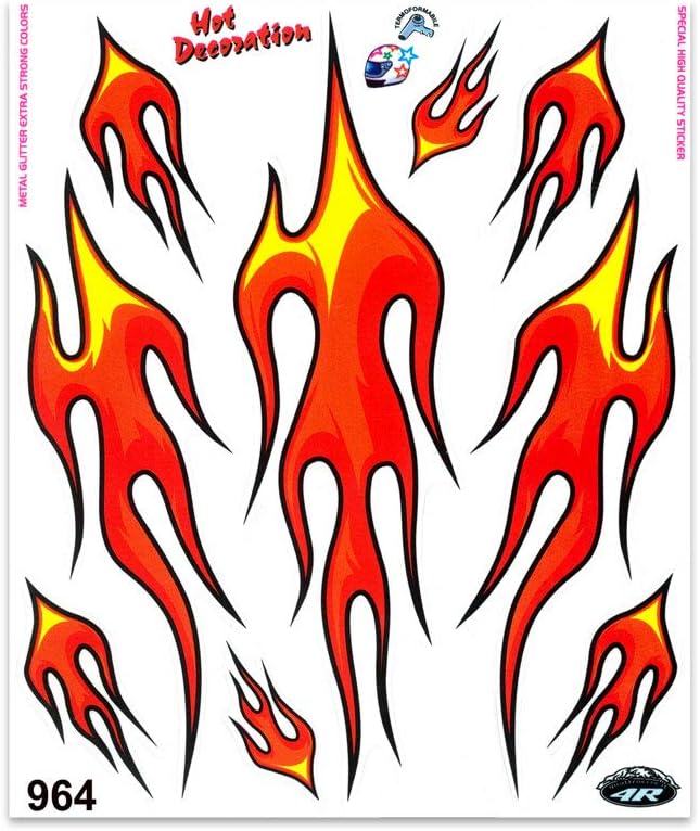 2 x Large Flame/Fire- Funny Kids, car, Van Decal Stickers : Amazon.co ...