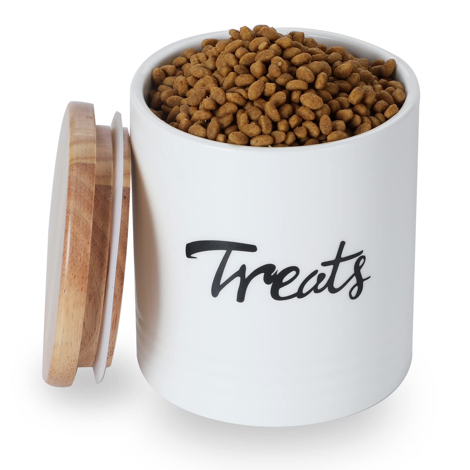 LEETOYI Cat Treat Container with Lid, Ceramic Dog Treat Jars 4.5-Inch ...