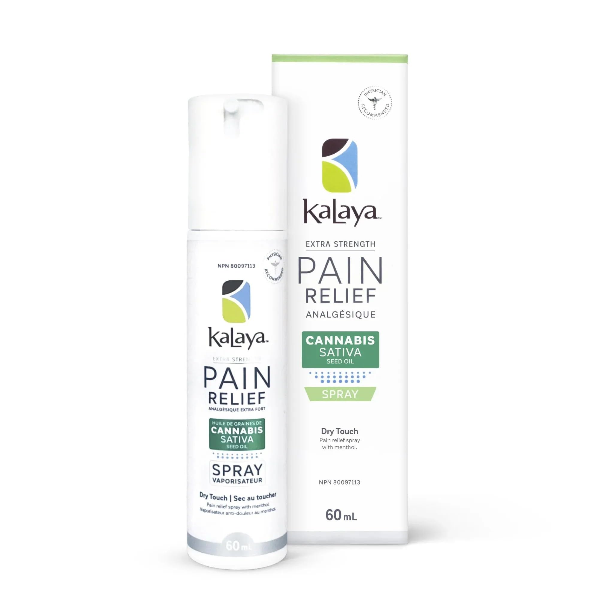 KaLaya Pain Relief Spray with Cannabis Sativa Seed Oil (60 mL) - Fast ...