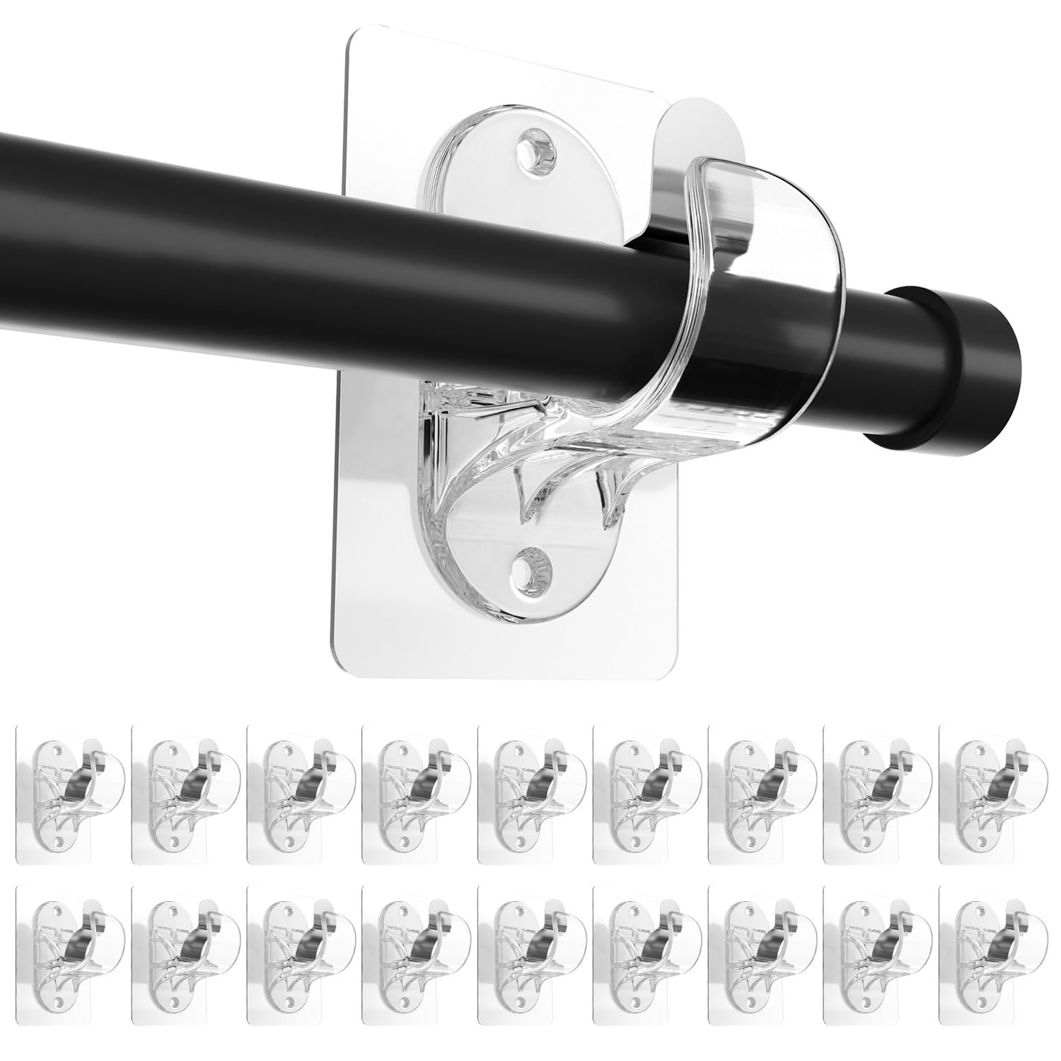 6-Pack No Hole Curtain Rod Brackets Hangers, Self Adhesive Curtain Rod ...