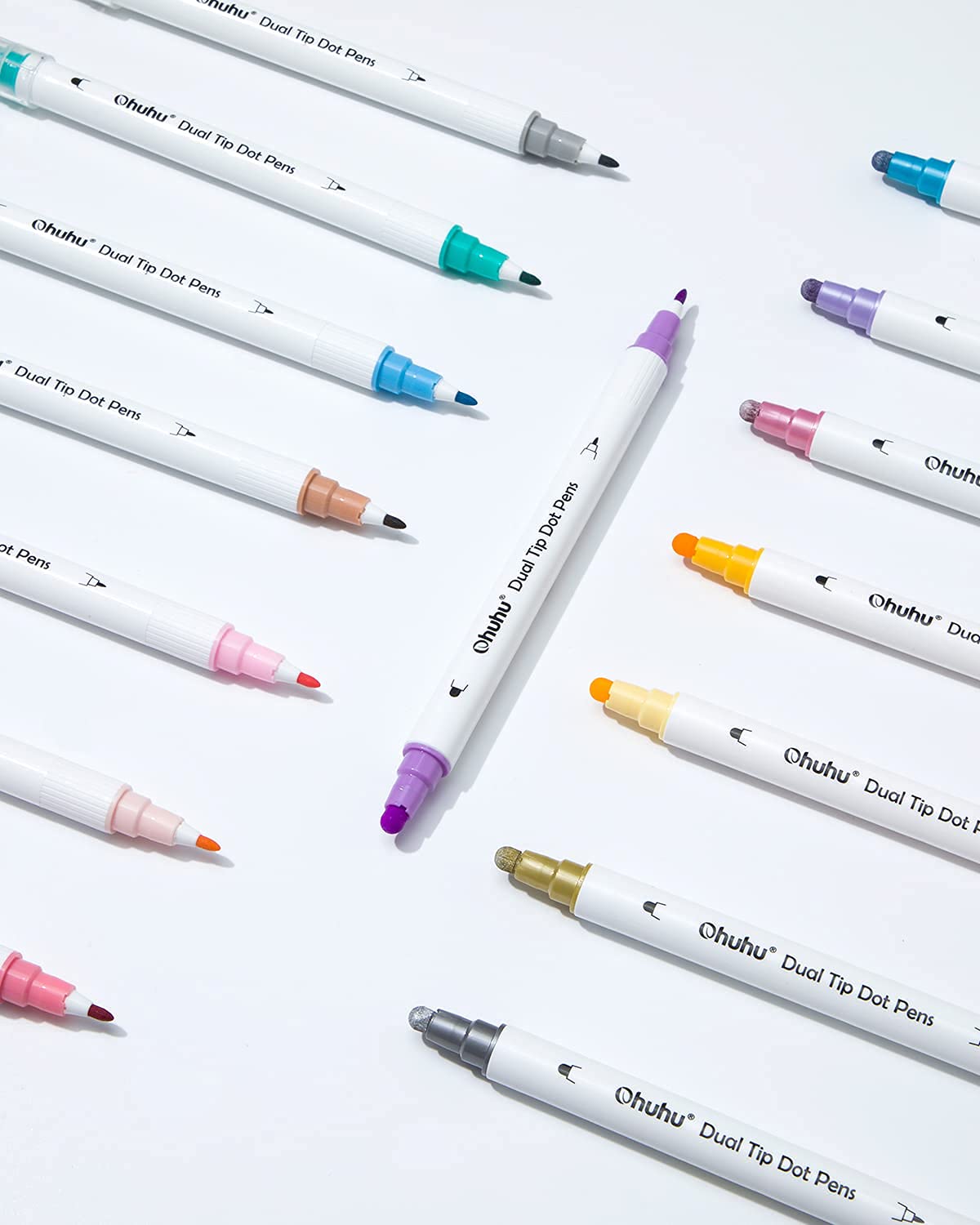 Dot Pens, Ohuhu 15 Metallic Colours Dual Tips (Fine & Dot) Dot Markers ...
