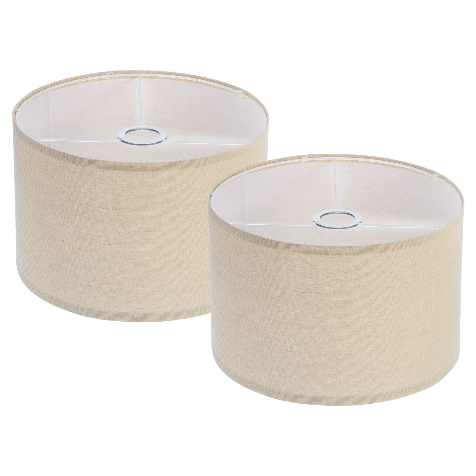 PATIKIL Drum Lamp Shades Set of 2, 12"x12"x8" Linen Lamp Shade Easy ...