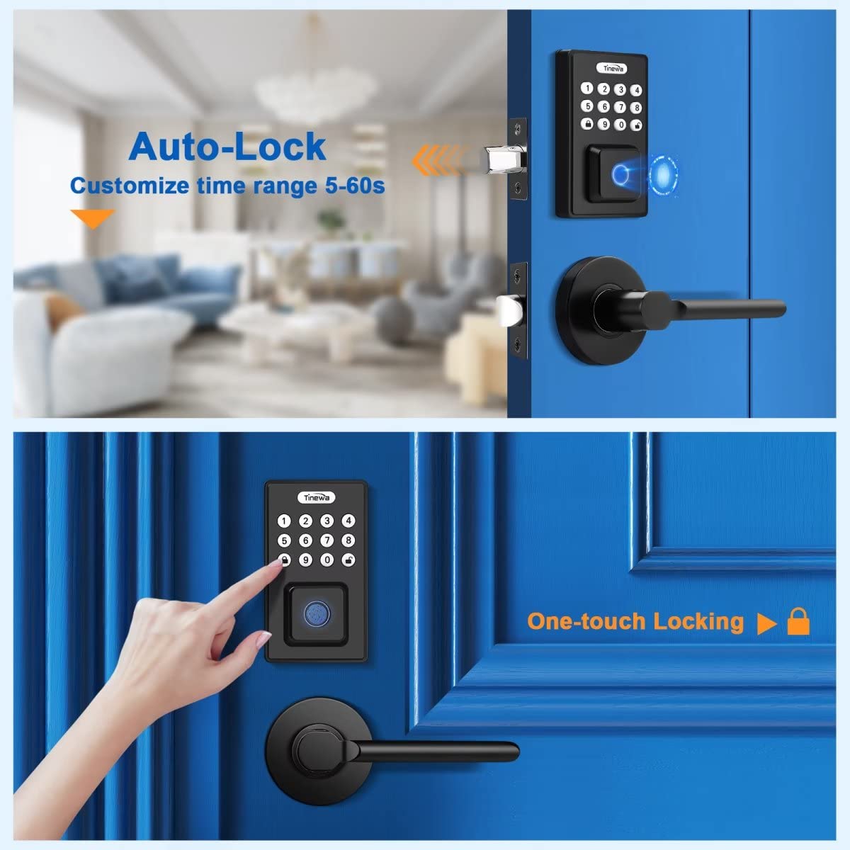 Snapklik.com : Tinewa Black Smart Door Lock For Airbnb Apartments ...