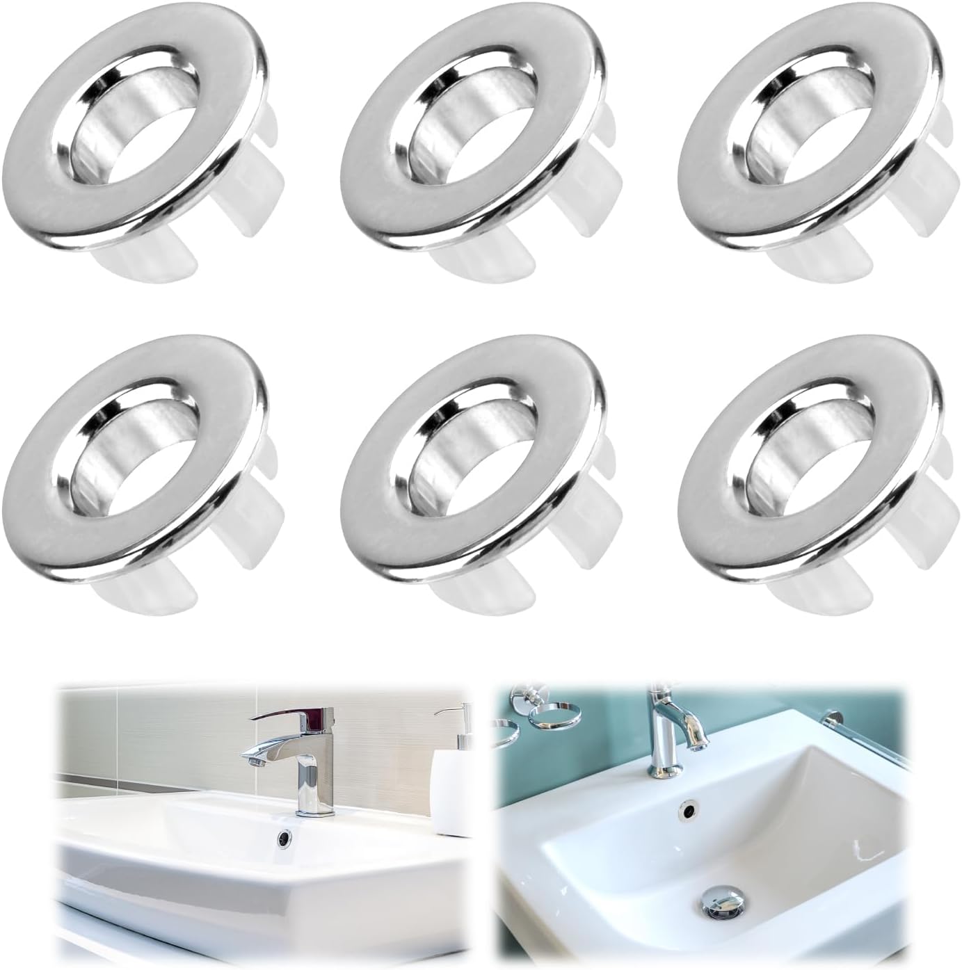 6pcs Metal Sink Overflow Caps Replacement Bath Overflow Cover Brass ...