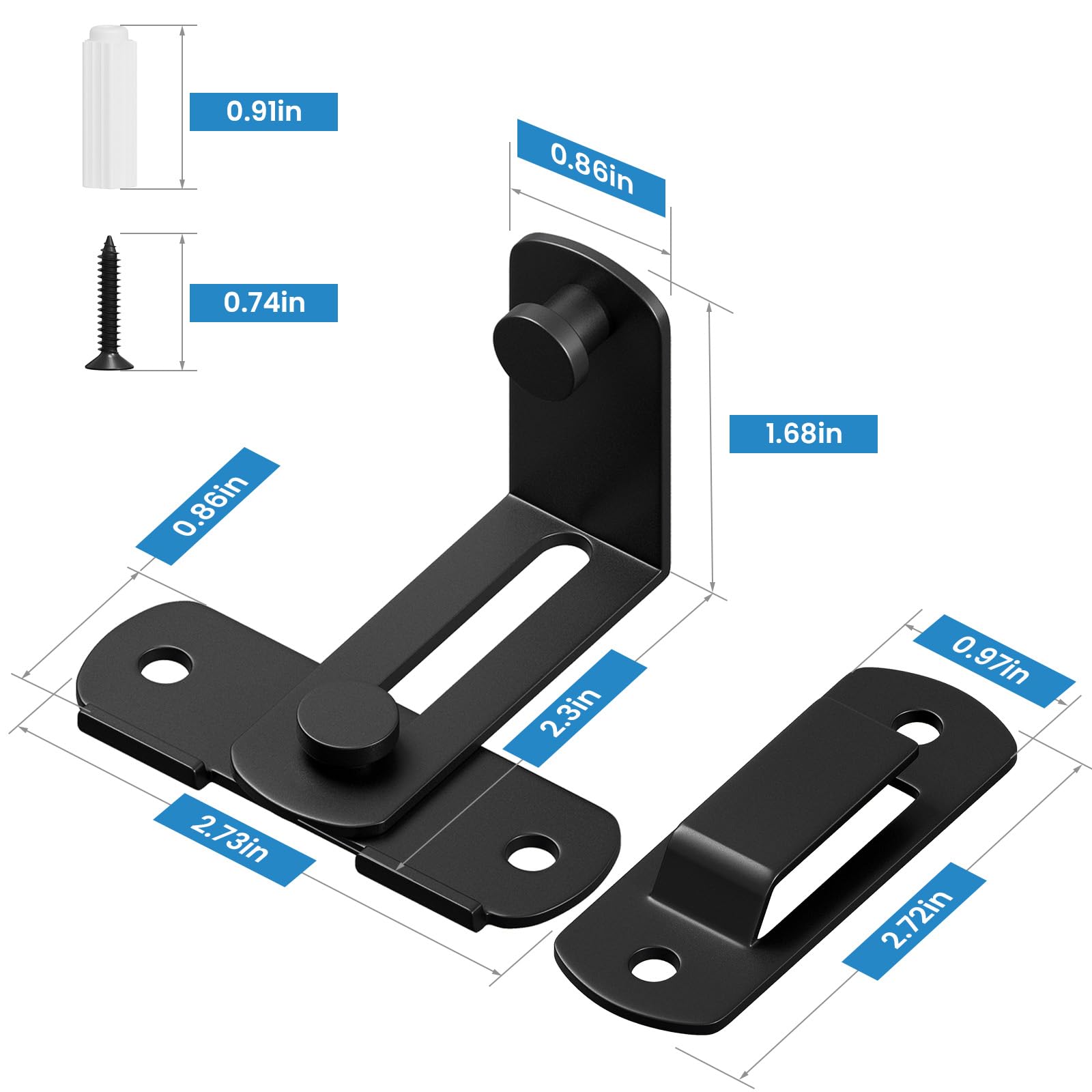 Snapklik.com : SMARTSTANDARD Barn Door Lock, 90 Degree Barn Door Latch ...