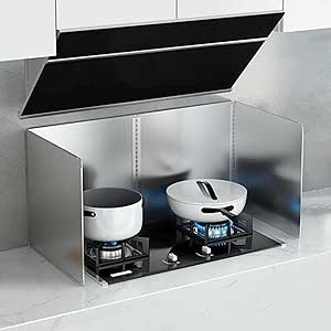Foldable Kitchen Wall Splash Guard for Gas Cookers Stainless Steel Non ...