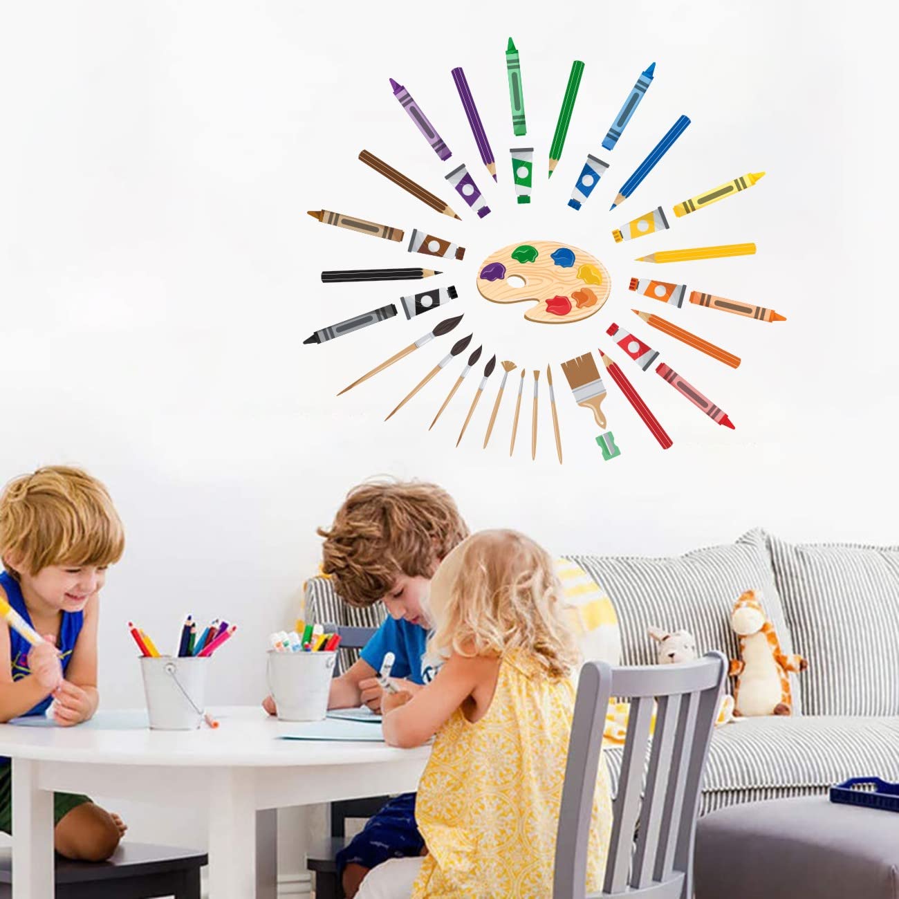 Snapklik.com : Colorful Art Supplies Crayon Wall Decal, Watercolor ...