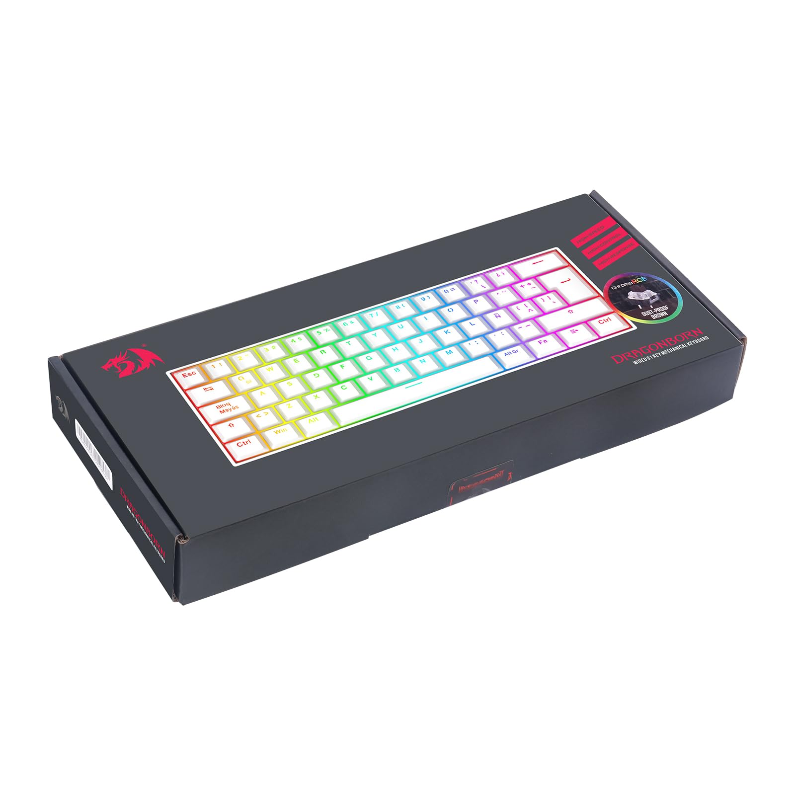 Redragon K630 Dragonborn 60% RGB, Teclado mecánico Compacto de 61 ...