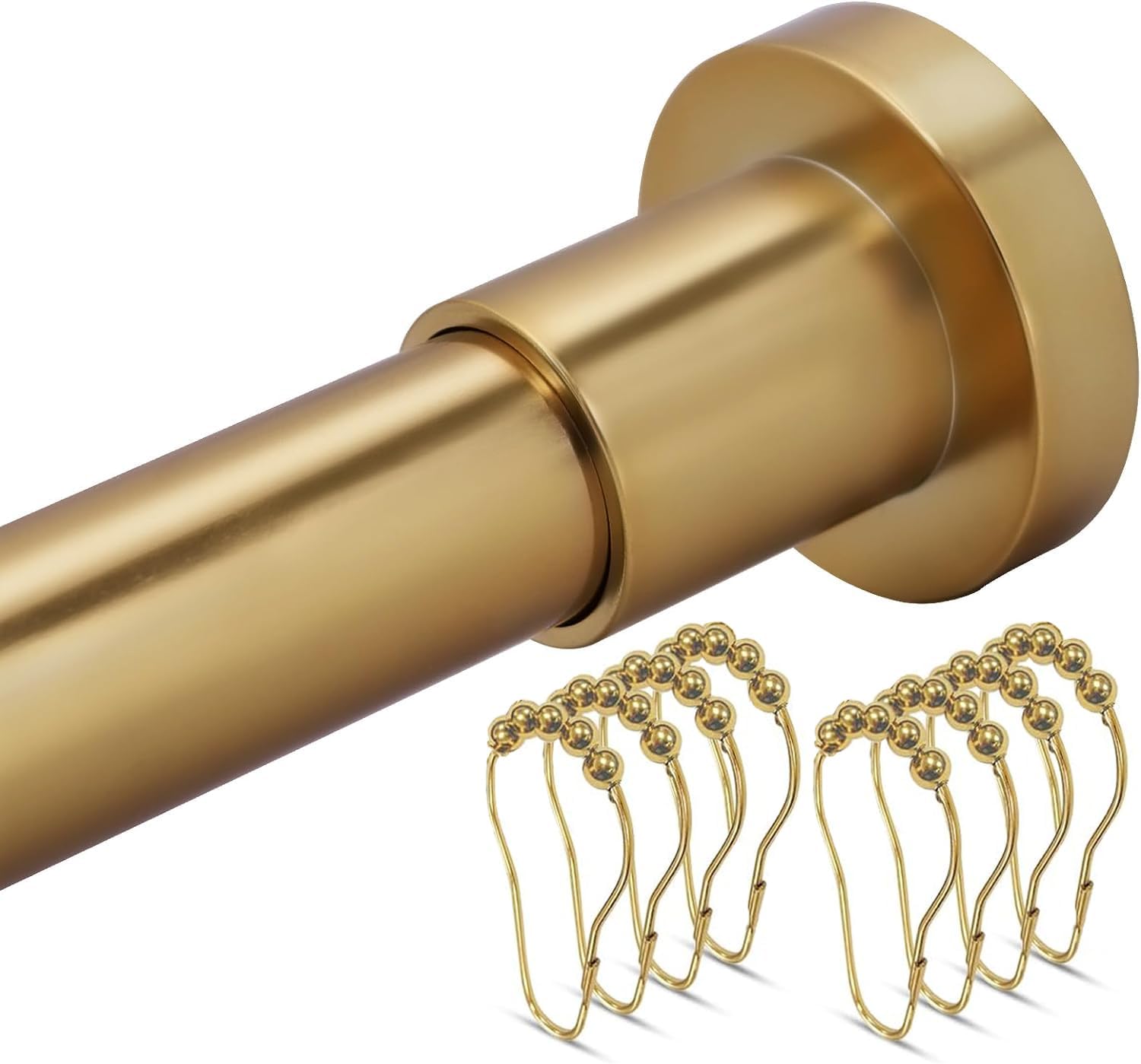 Shower Curtain Rod （Gold）38-64 Inch Never Rust Non-Slip Spring Tension ...