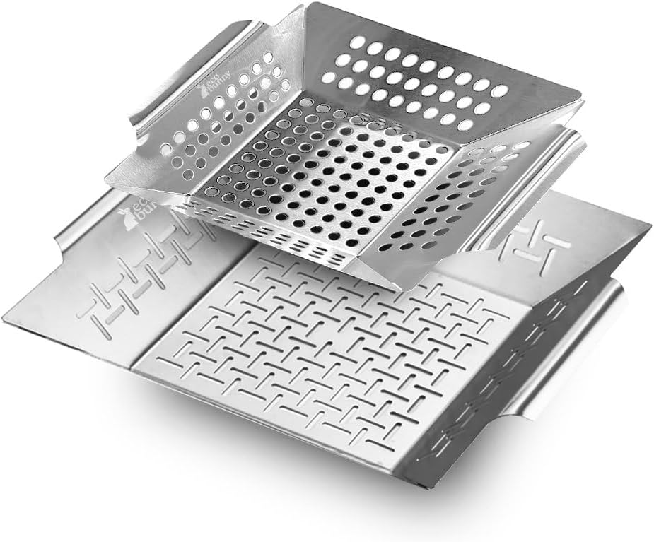 Amazon.com: Grill Baskets for Outdoor Grill 2 Pack, Heavy Duty ...