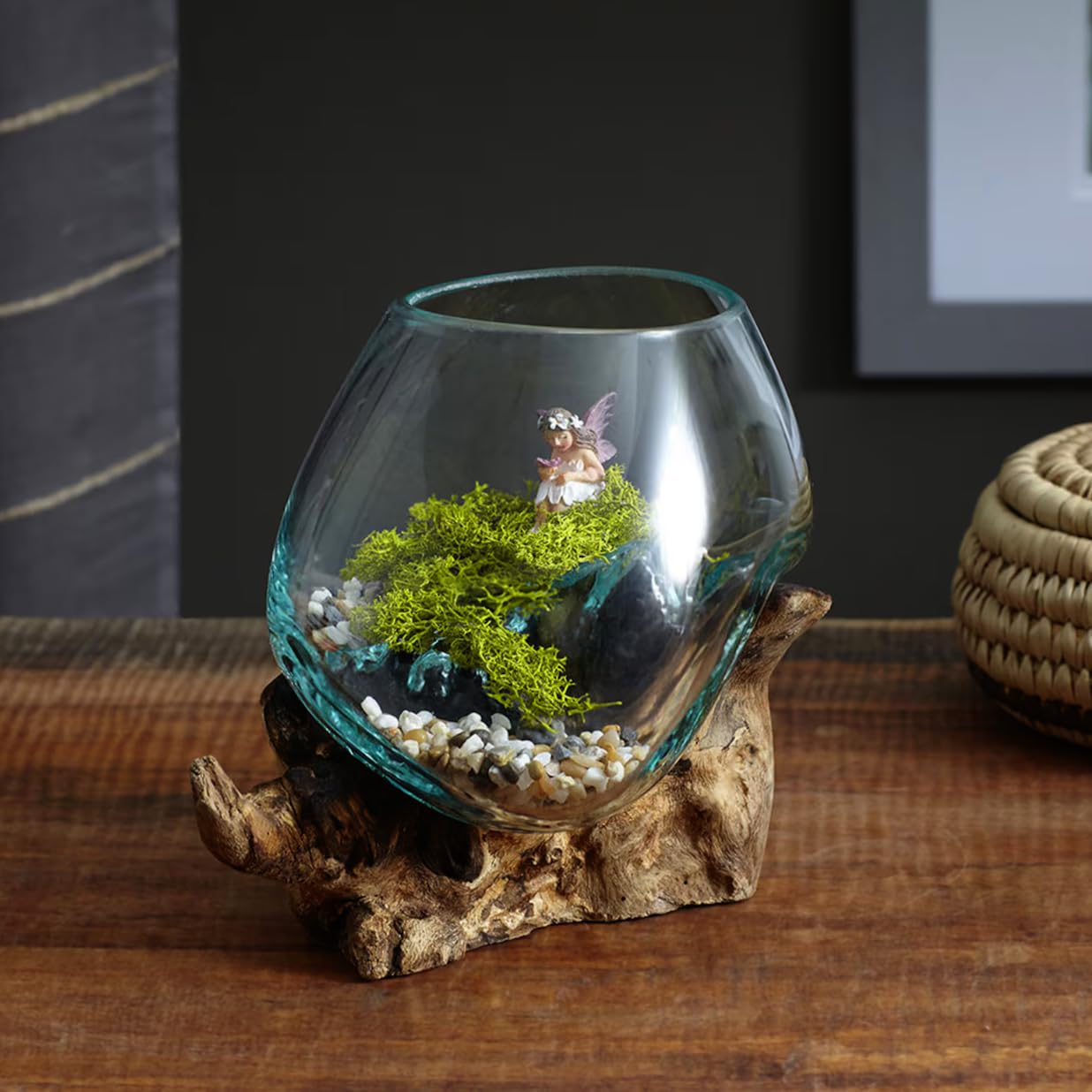 SavyWoods & Decor Clear Molten Glass On Indonesian Teak Driftwood Base ...