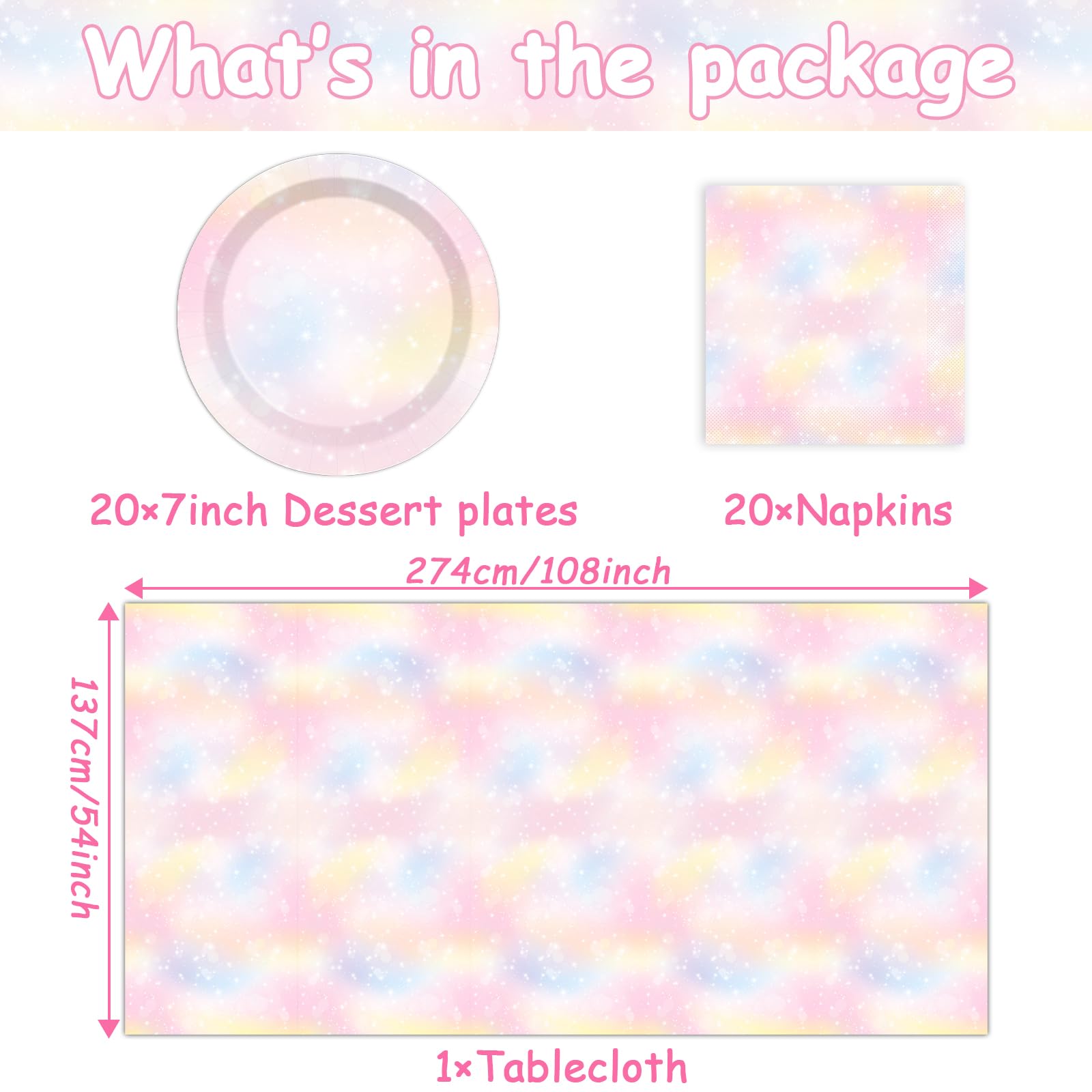 Snapklik.com : Pastel Rainbow Tableware Set Pastel Birthday Party ...
