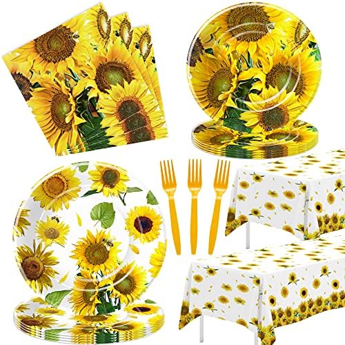 Amazon.com: Sunflower Party Supplies, Sunflower Plates and Napkins Set ...
